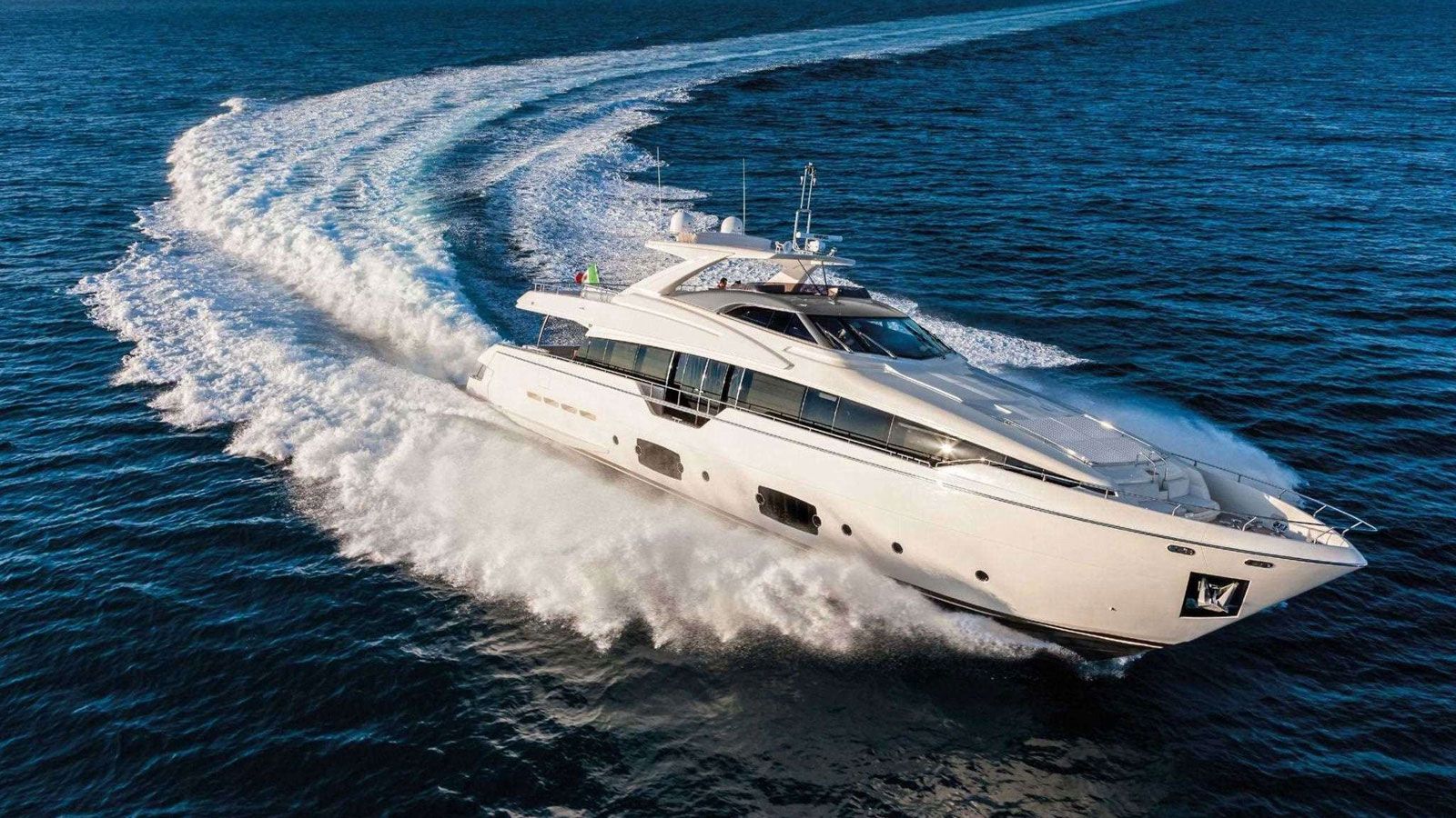 White Swan: The sporty 29m Ferretti yacht for sale with two master suites